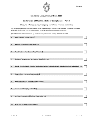 Fillable Online Maritime Labour Convention, 2006 Declaration of ...