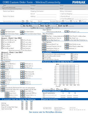 Fillable Online CORECustom Order Form CORECustom Order Form - Phonak ...