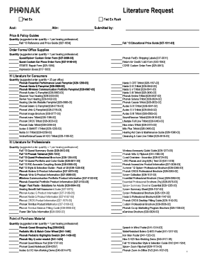 Fillable Online Literature Request Form October 2013 - Phonak Fax Email Print - pdfFiller