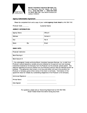 Fillable Online Agency Authorization Agreement Please fax completed ...