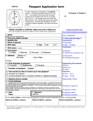 Fillable Online diplomatie belgium Passport Application form ...