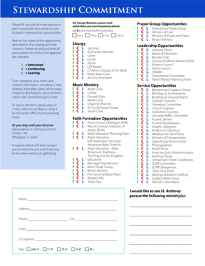 Fillable Online Stewardship Commitment Form - St. Anthony Fax Email ...