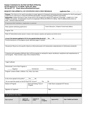 Fillable Online dcf ks kcdhh ceu form Fax Email Print - pdfFiller