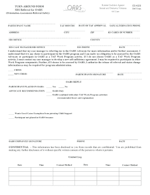 Fillable Online TURN-AROUND FORM SRS Referral for OARS Fax Email Print ...