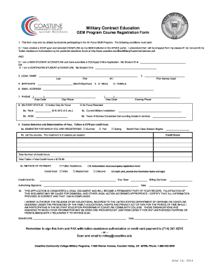 Fillable Online Military Contract Education GEM Program Course ...