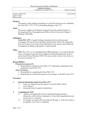 Fillable Online drexelmed Guidance Documents Completion of Form FDA ...