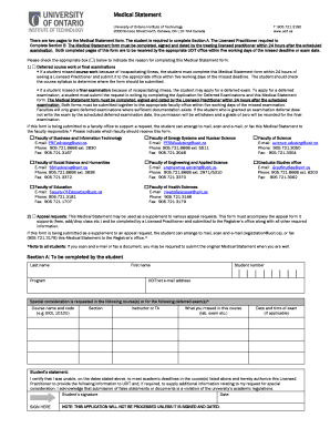 Fillable Online Medical Statement - University of Ontario Institute of ...