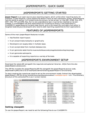 Fillable Online JASPERREPORTS - QUICK GUIDE Fax Email Print - pdfFiller
