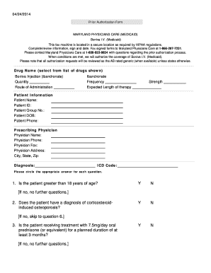 Fillable Online Prior Authorization Request Forms - Maryland Physicians ...