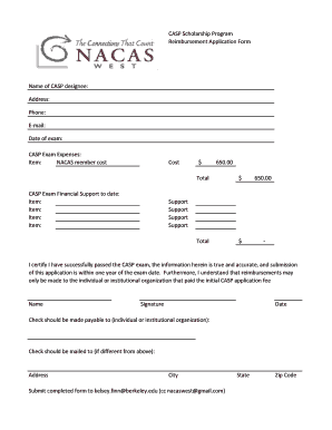 Fillable Online nacas CASP Scholarship Program Scholarship Application Form - NACAS Fax Email ...