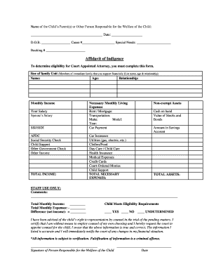 Fillable Online Affidavit of Indigence - Legal Fill Fax Email Print ...