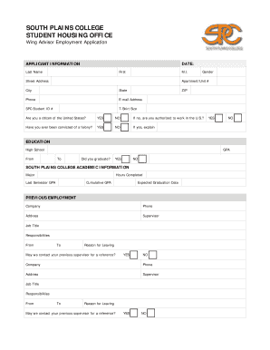 Fillable Online myspc southplainscollege Employment application (2-pp ...