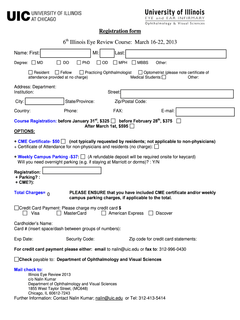 Fillable Online chicago medicine uic Optometrist (please note ...