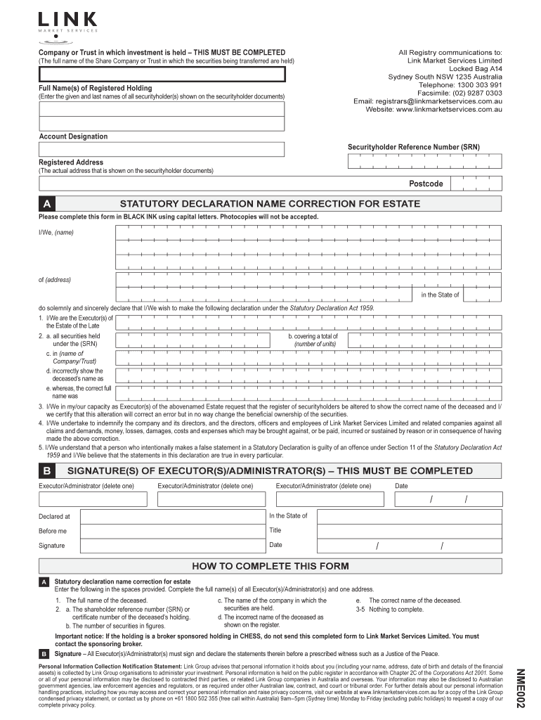 Fillable Online (Enter the given and last names of all securityholder(s ...