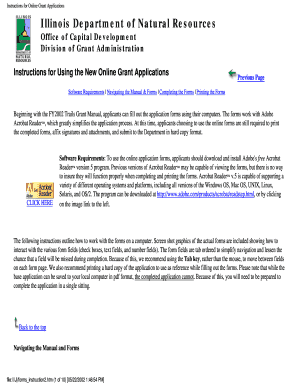 Fillable Online dnr state il Instructions for Online Grant Applications ...