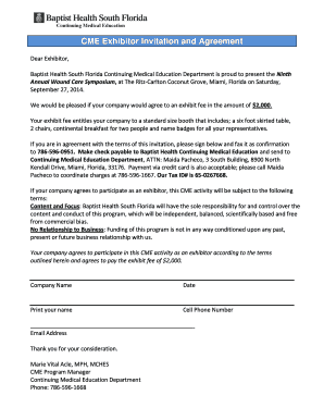 Fillable Online CME Exhibitor Invitation and Agreement Fax Email Print ...
