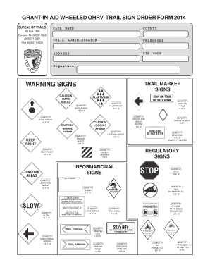 Fillable Online nhstateparks OHRV Trail Sign Order Form Fax Email Print ...