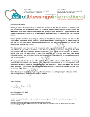 Fillable Online allblessings Sample Business Agreement - All Blessings ...