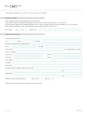 Fillable Online Element Investment Application Form - Maysure Financial ...