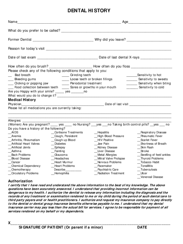 Fillable Online Pediatric Dentistry Health History Fax Email Print - pdfFiller