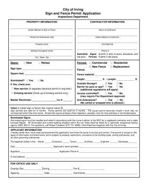 Fillable Online Sign Permit Application - Irving Fax Email Print ...
