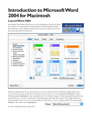 Fillable Online You launch Word 2004 on the MACINTOSH by clicking the ...