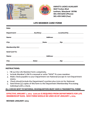 Fillable Online amvetsaux LIFE MEMBER CARD - Amvetsaux.org Fax Email ...