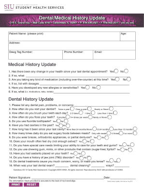 Fillable Online DentalMedical History Update Fax Email Print - pdfFiller