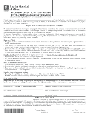 Fillable Online Form 3949 Consent to Attempt Vaginal Birth after ...