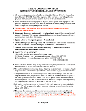 Fillable Online TALENT COMPETITION RULES Fax Email Print - pdfFiller
