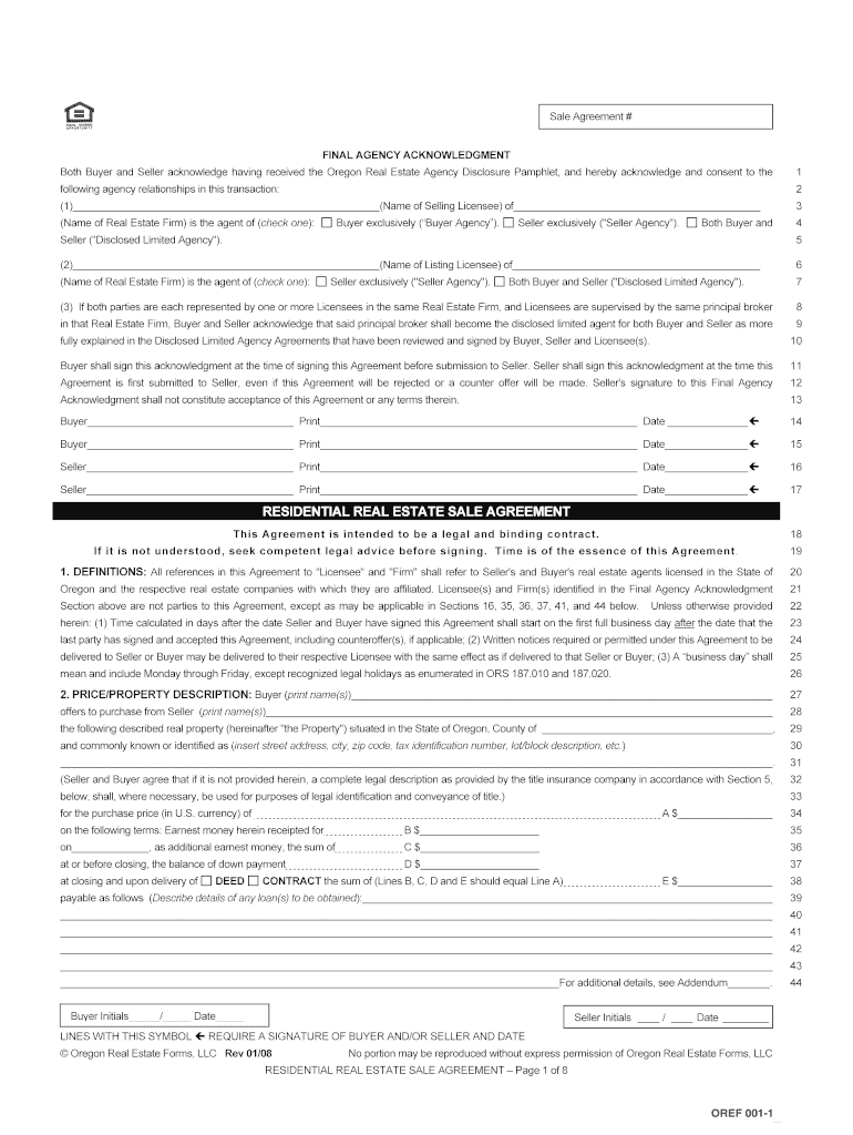 Fillable Online Residential real estate sale agreement - Discount Realty Solution Fax Email ...