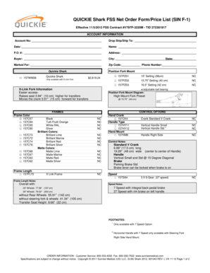 Fillable Online QUICKIE Shark FSS Net Order Form/Price List ... - Sunrise Medical Fax Email ...