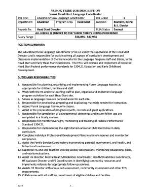 Fillable Online yuroktribe YUROK TRIBE-JOB DESCRIPTION Yurok Head Start ...