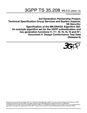 Fillable Online arib or 3GPP TS 35.208. Specification of the MILENAGE Algorithm Set: An example ...