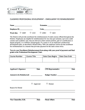 Fillable Online cccd CLASSIFIED PROFESSIONAL DEVELOPMENT ENROLLMENT ...
