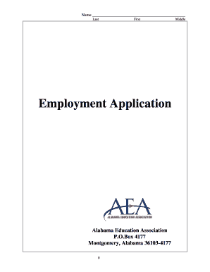 Fillable Online myaea AEA Employment Application Form - Alabama ...