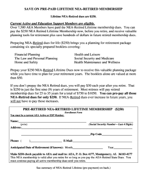 Fillable Online myaea Lifetime NEA Enrollment Form - myaea Fax Email ...