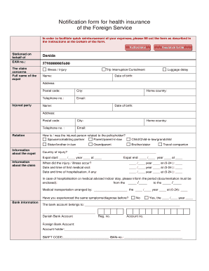 Fillable Online sos Notification form for health insurance of the ...