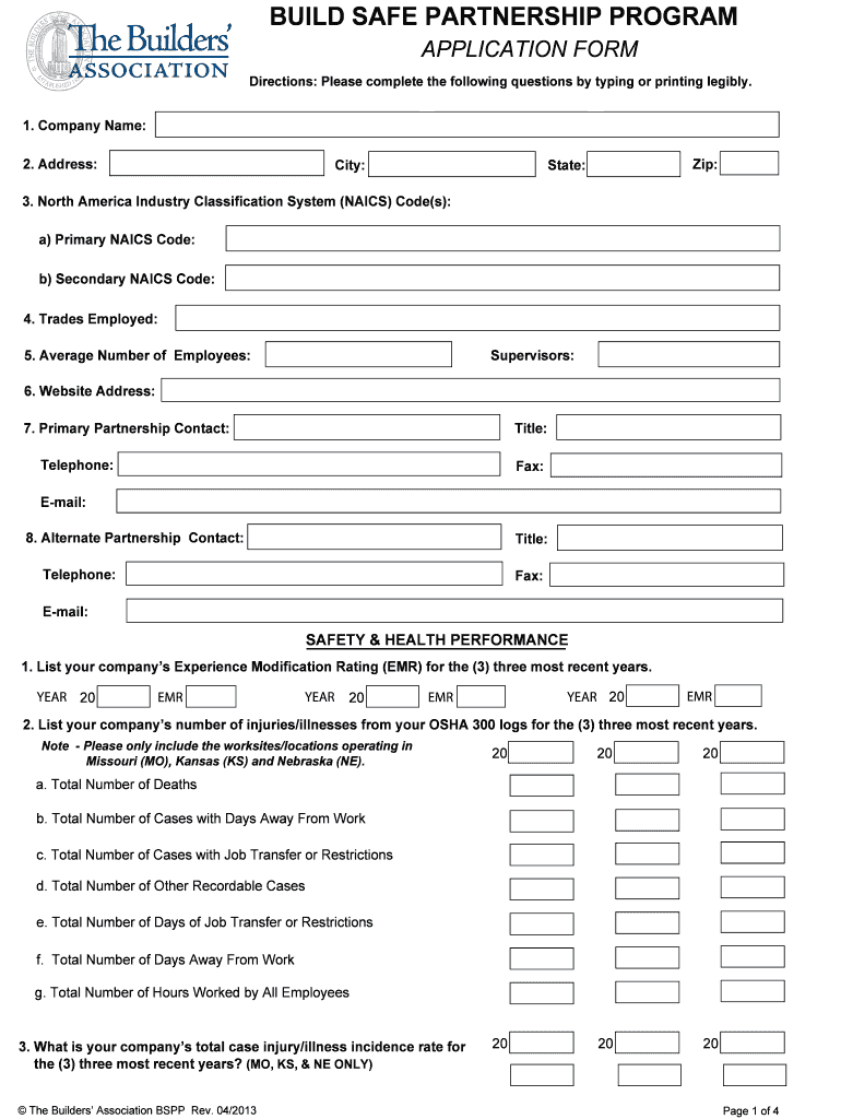Fillable Online BUILD SAFE PARTNERSHIP PROGRAM Fax Email Print - pdfFiller