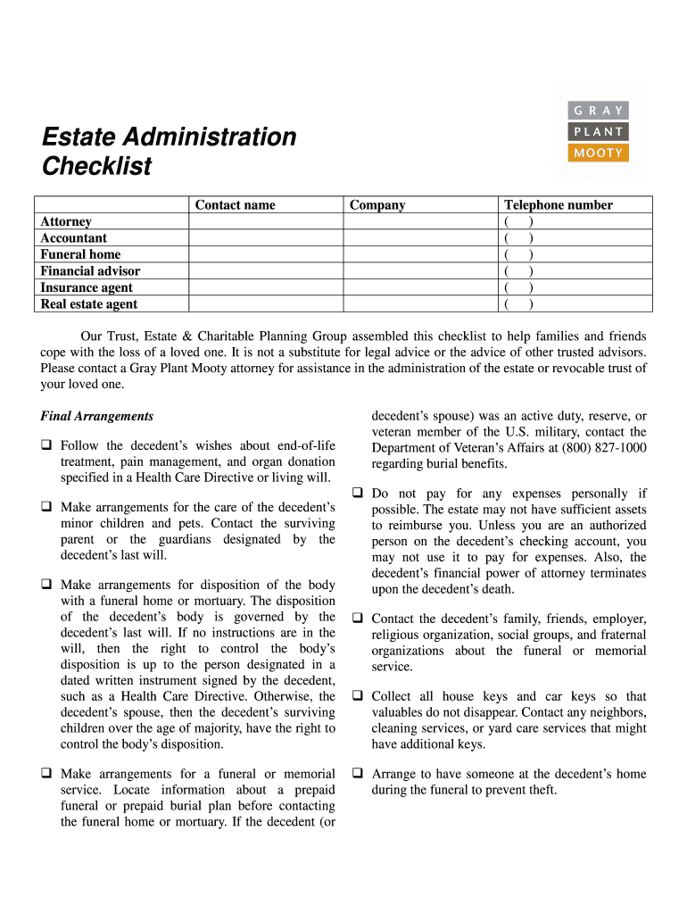 Fillable Online Our Trust, Estate & Charitable Planning Group assembled ...