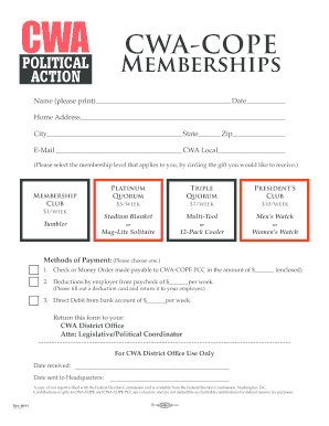 Fillable Online files cwa-union CWA CWA-COPE - Communications Workers ...