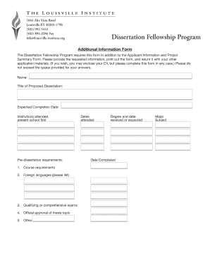 Fillable Online louisville-institute Dissertation Fellowship Program - the Louisville Institute ...