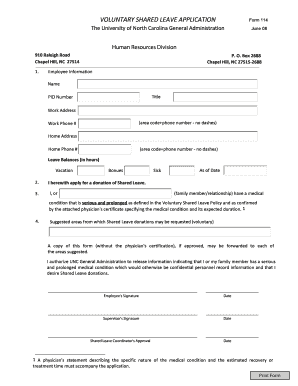 Fillable Online VOLUNTARY SHARED LEAVE APPLICATION - University of ...