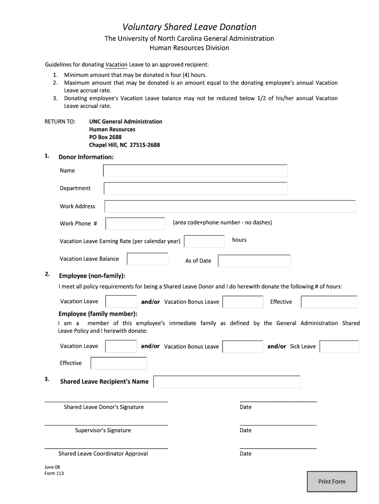 Fillable Online Guidelines for donating Vacation Leave to an approved ...