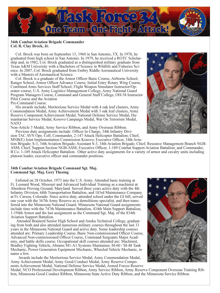 Fillable Online 34th Combat Aviation Brigade Commander Fax Email Print ...