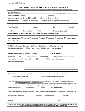 Fillable Online One Day application - Peel District School Board Fax ...
