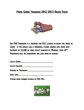 Fillable Online Peter Greer Yearbook 2012-2013 Order Form Fax Email ...