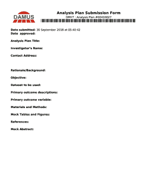 Fillable Online DMHT : Analysis Plan #00410027 Fax Email Print - pdfFiller