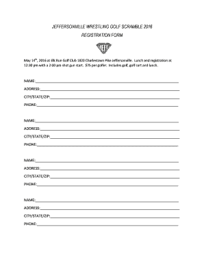 Fillable Online jhs gcs k12 in 2016 Golf Scramble Registration Form Fax ...