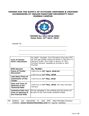 Fillable Online tender for the supply of stitched uniforms & uniform ...